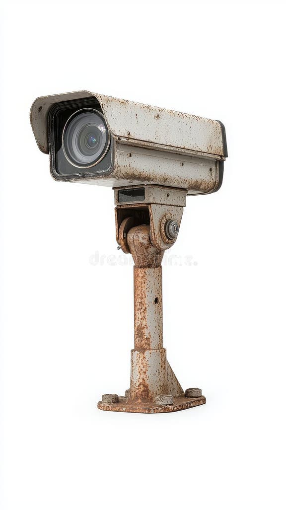 Rusty Security Camera on Isolated White Background for Surveillance Use ...