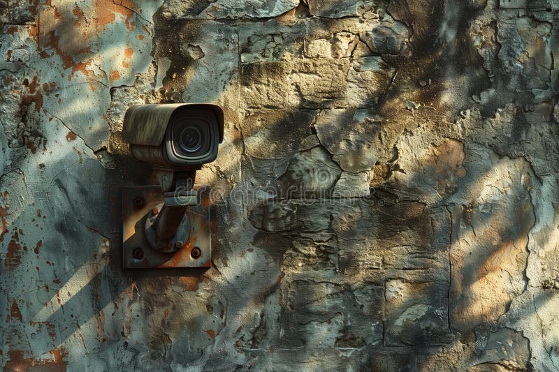 Rusty Security Camera on Textured Wall Stock Image - Image of obsolete ...