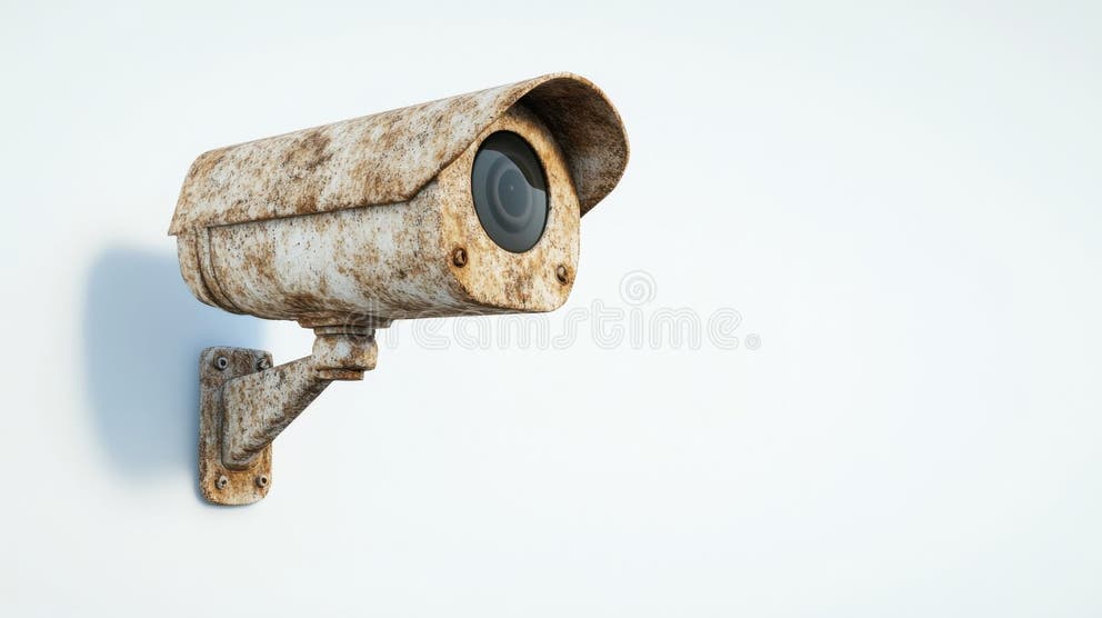 Rusty Security Camera on a Wall: a Timeless Surveillance System Stock ...