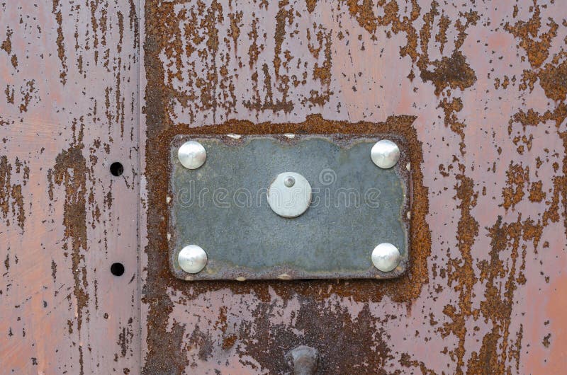 Rusty Sheet of Metal with a Rectangular Plate Stock Image - Image of ...