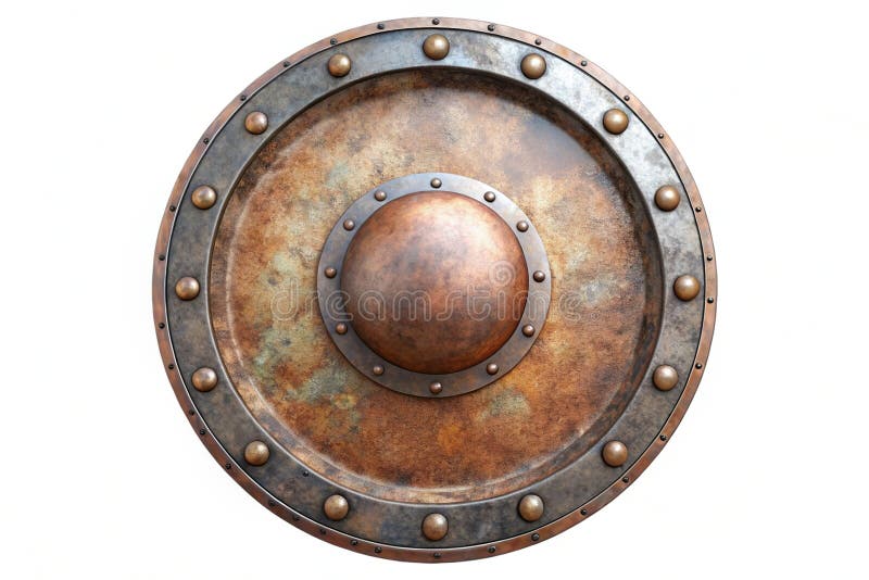 Rusty Shield with Metal Frame Isolated on White Stock Illustration ...
