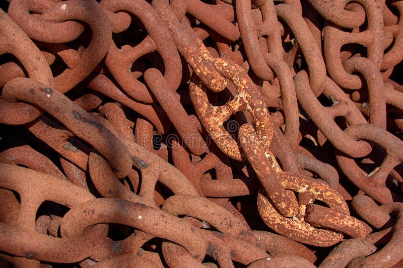 Rusty Ship Chain Close Up View Stock Image - Image of iron, anchor ...