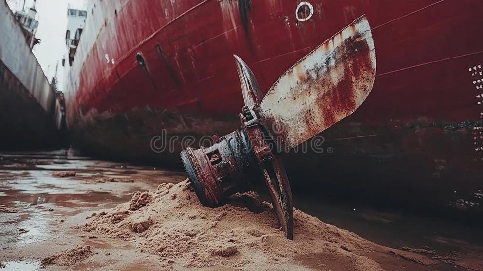 Rusty Ship Propeller on Sandy Beach Stock Image - Image of nautical ...