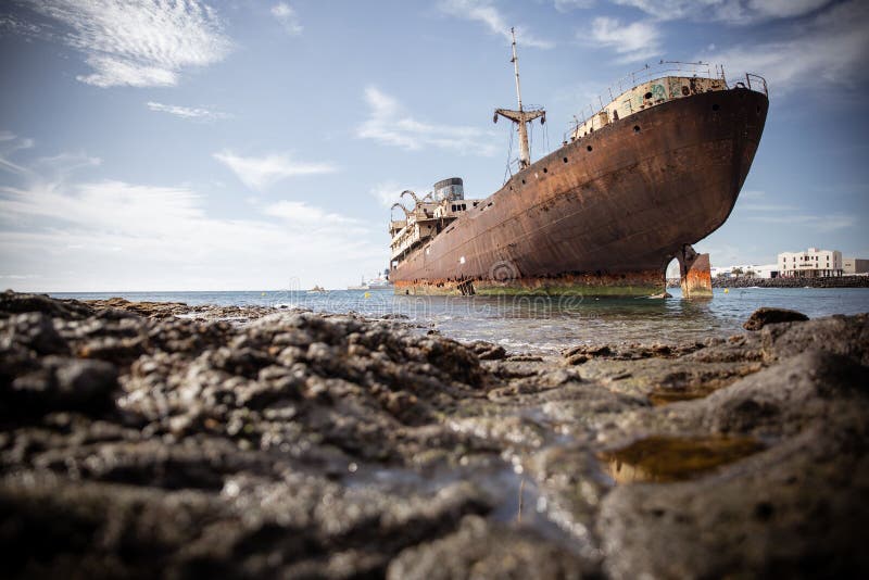 Rusty Ship on the Sea Shore Stock Image - Image of harbour, industrial ...