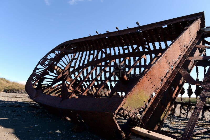 Rusty Ship on the Shore of the Strait of Magellan in the Village of San ...