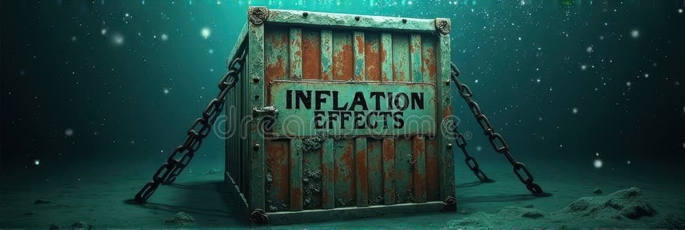 Rusty Shipping Container Marked Inflation Effects Underwater with ...