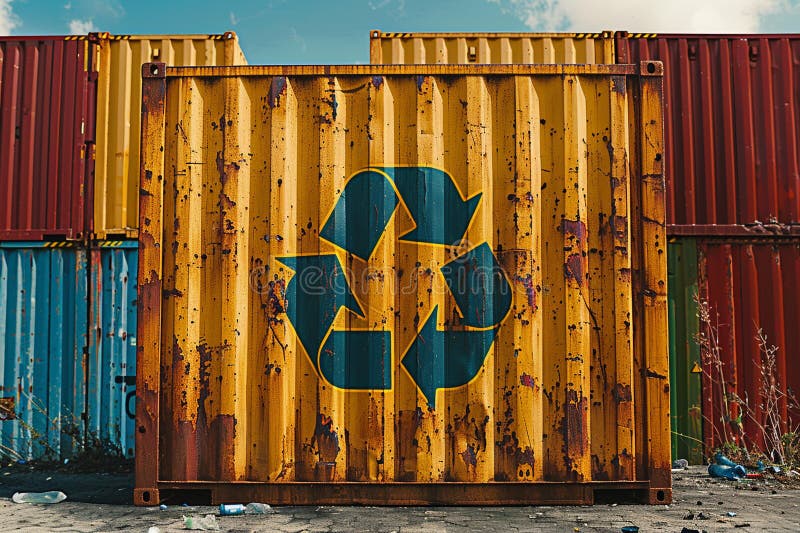 Recycle Symbol on Cargo Container Stock Illustration - Illustration of ...