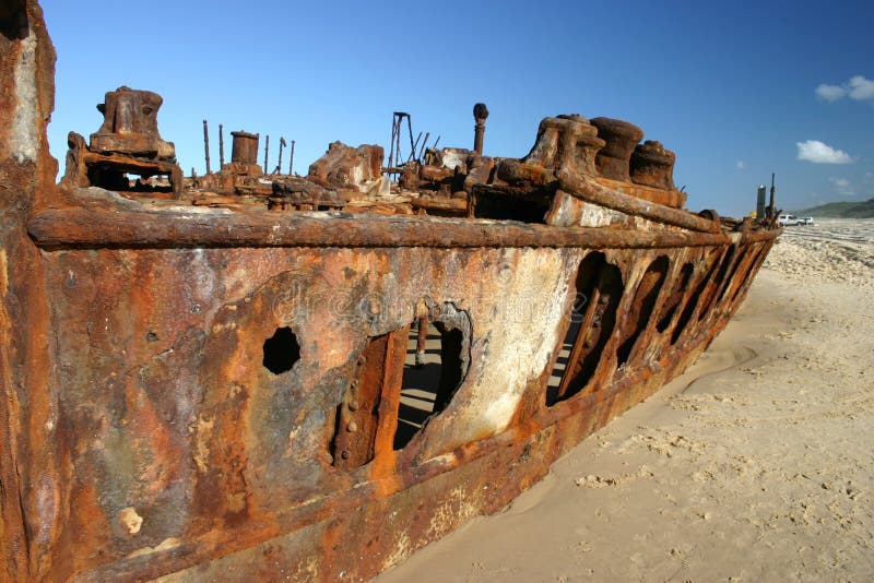 Rusty Shipwreck on Beach stock image. Image of ocean, boat - 148121