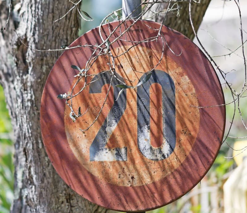 Rusty sign stock photo. Image of italy, springtime, branch - 30619488