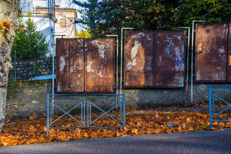 Rusty signs stock photo. Image of iron, poster, empty - 208323810