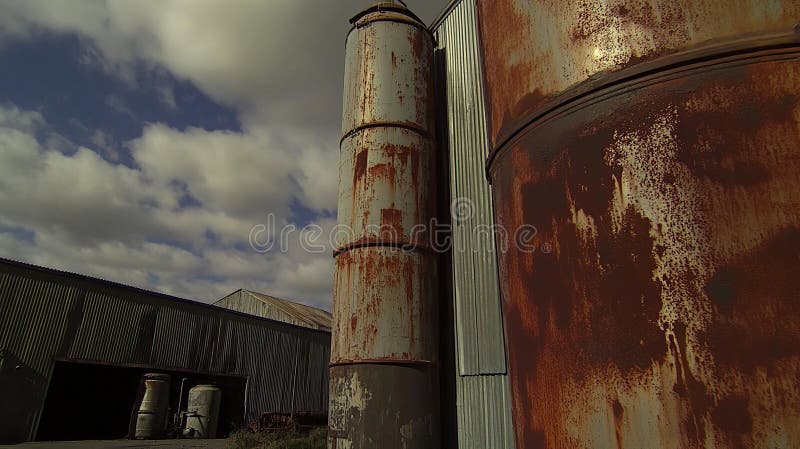 Rusty Silos, Farm, Cloudy Sky, Rural Decay, Agriculture Stock Image ...