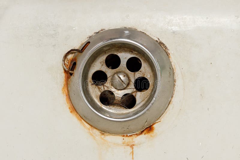 Rusty Sink Drain in the Old Bath Stock Image - Image of water, sink ...