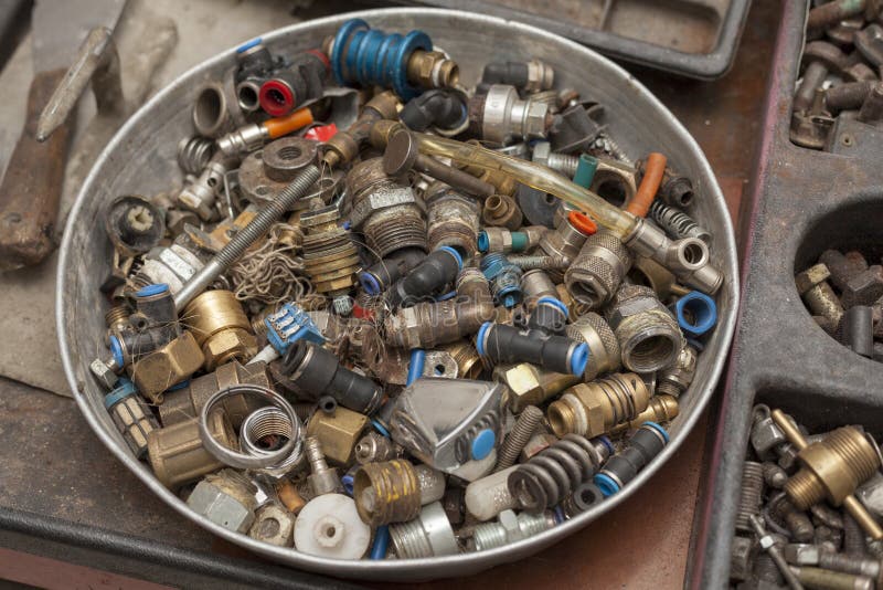 Rusty Spare Parts for Plumbing Stock Image - Image of storage, plastic ...