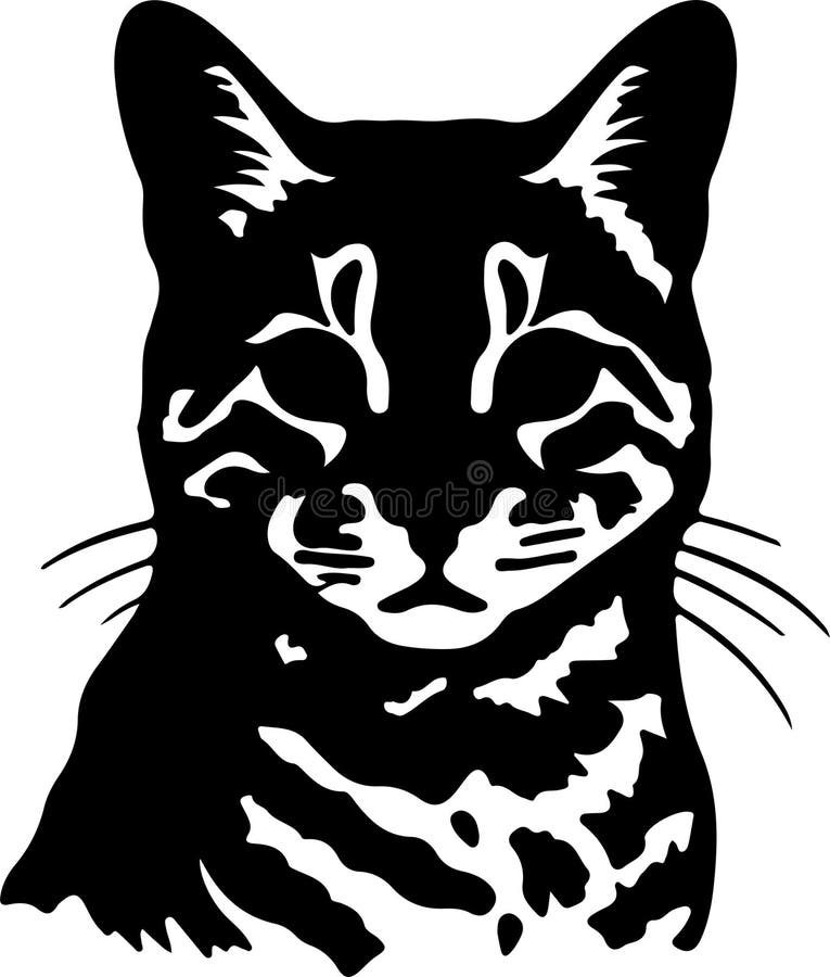 Rusty-spotted Cat Black Silhouette Generative Ai Stock Vector ...