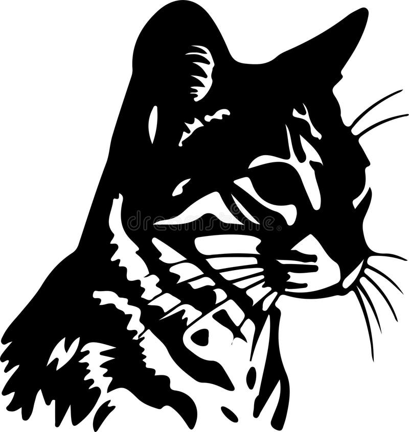 Rusty-spotted Cat Black Silhouette Generative Ai Stock Vector ...