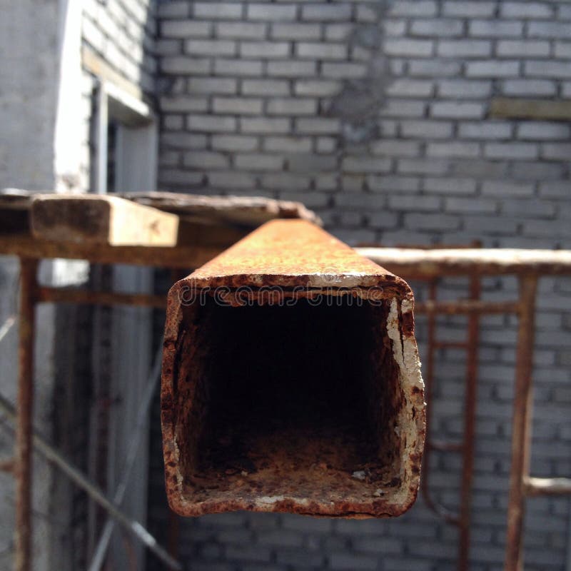 Rusty square pipe stock image. Image of steel, engineering - 65716893
