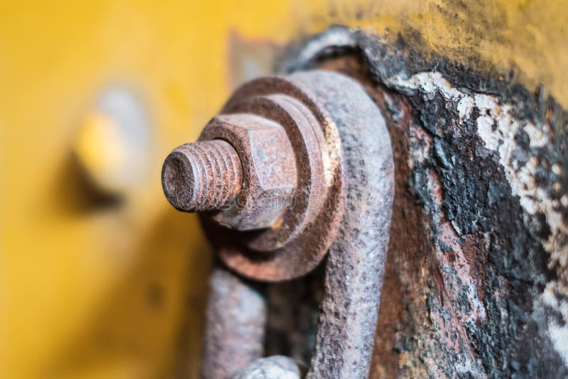 Rusty Srew and Nut Closeup Connected with Rusted Chain - Stock Photo ...