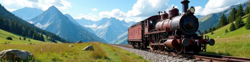 Rusty Steam Engine Wheel on Aged Tracks, Majestic Mountains , Train ...