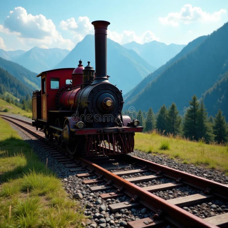 Rusty Steam Engine Wheel, Mountain Vista, Aged Tracks, Weathered, Retro ...
