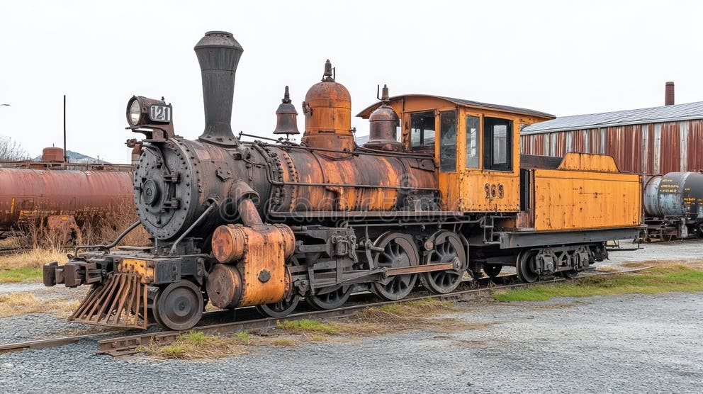 Rusty steam locomotive stock photo. Image of heavy, journey - 385874132
