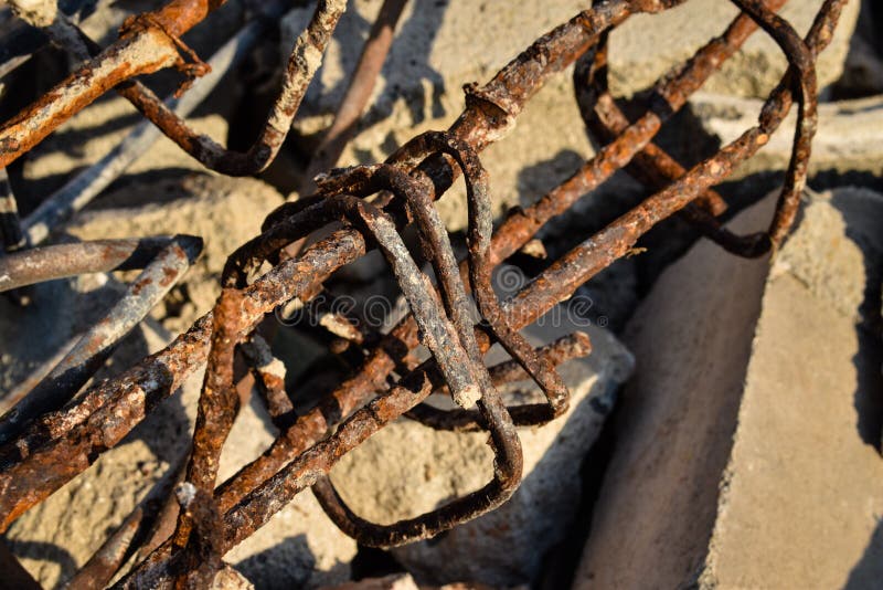 Rusty on Steel Bar on Construction Site Stock Photo - Image of ...