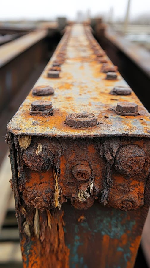 Rusty Steel Beam with Bolts in Industrial Setting, Decay and Texture ...