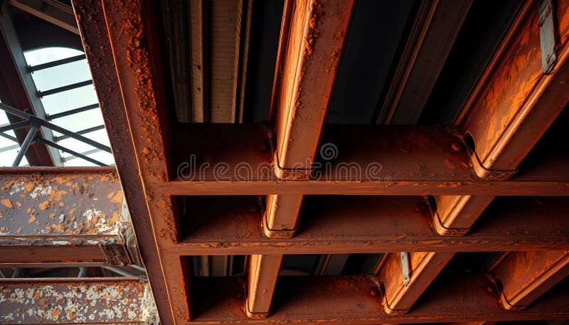Rusty Steel Beams Supporting an Old Industrial Structure Stock ...