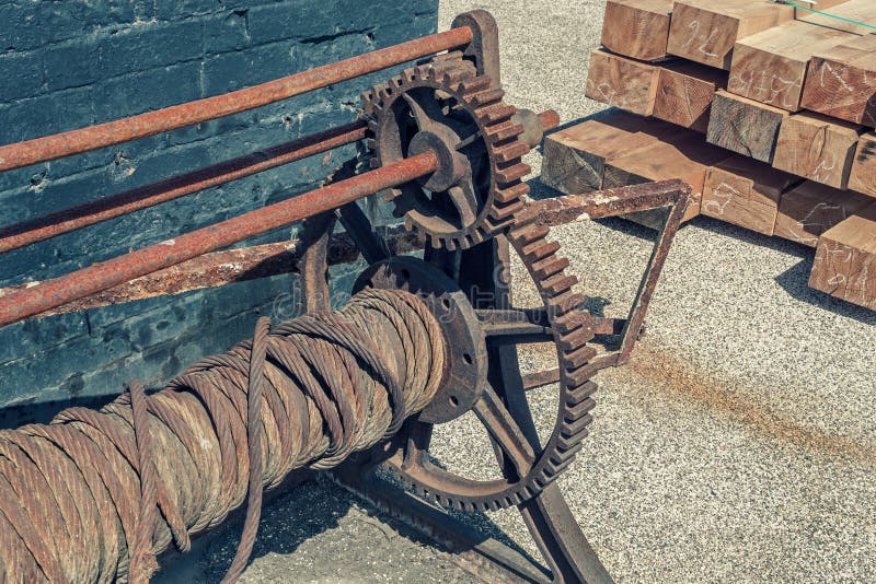 Rusty Steel Cable stock image. Image of equipment, gearwheel - 35375297