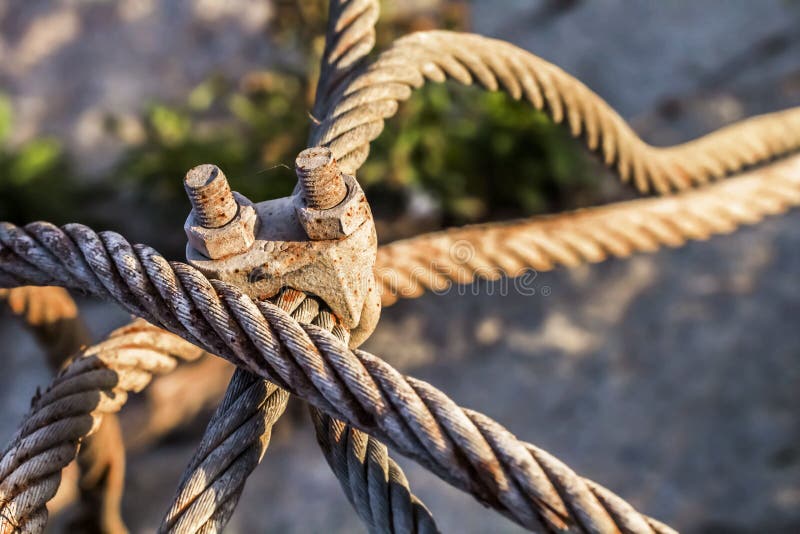 Rusty Steel Cable with Corroded Clamp Stock Image - Image of background ...