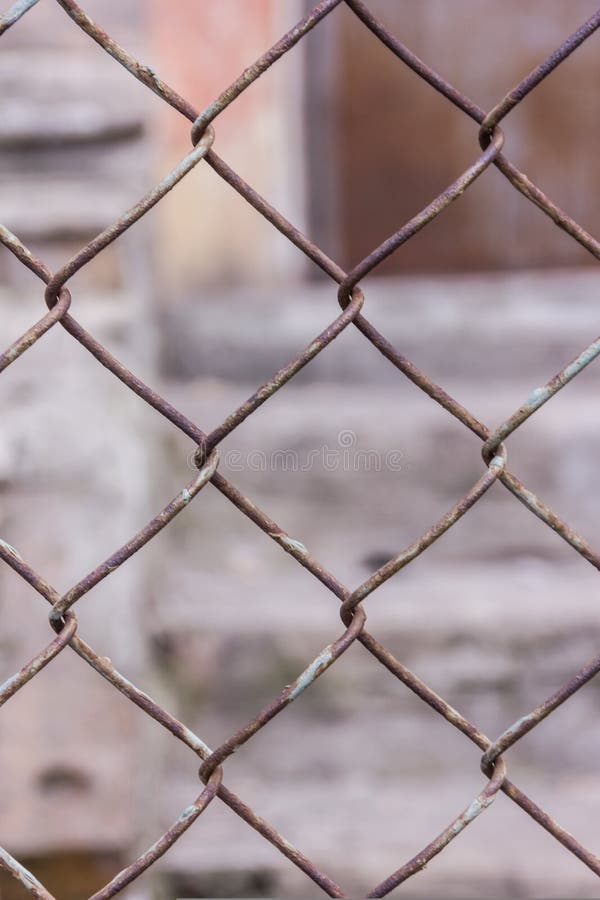 Rusty Steel Chain Link or Wire Mesh As Boundary Wall. There is Still ...