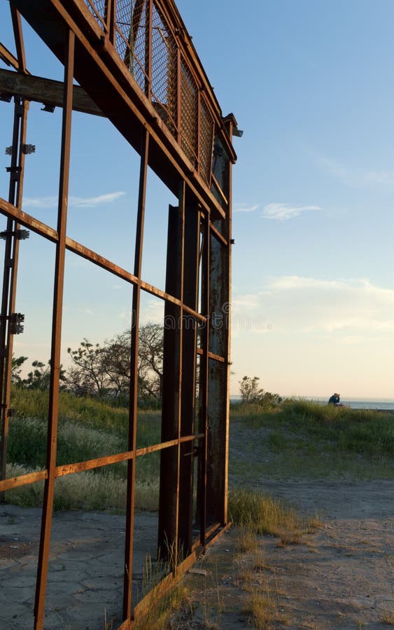 Rusty steel construction stock photo. Image of grass - 264993572