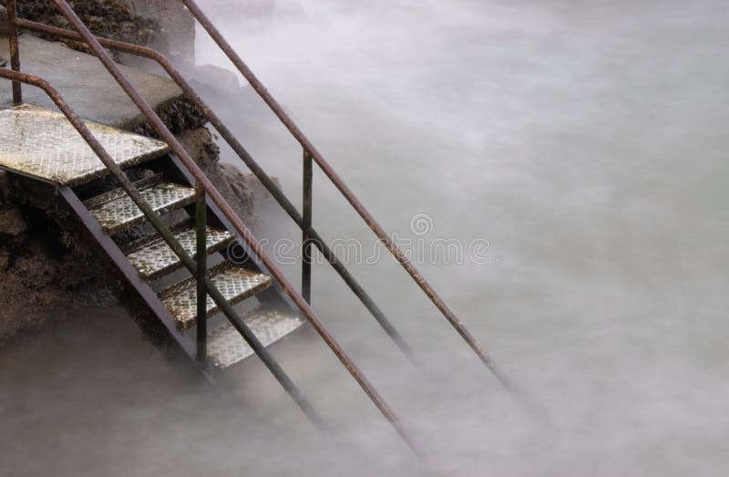 Rusty Dirty Steps Leading Down into Clouds Stock Image - Image of ...