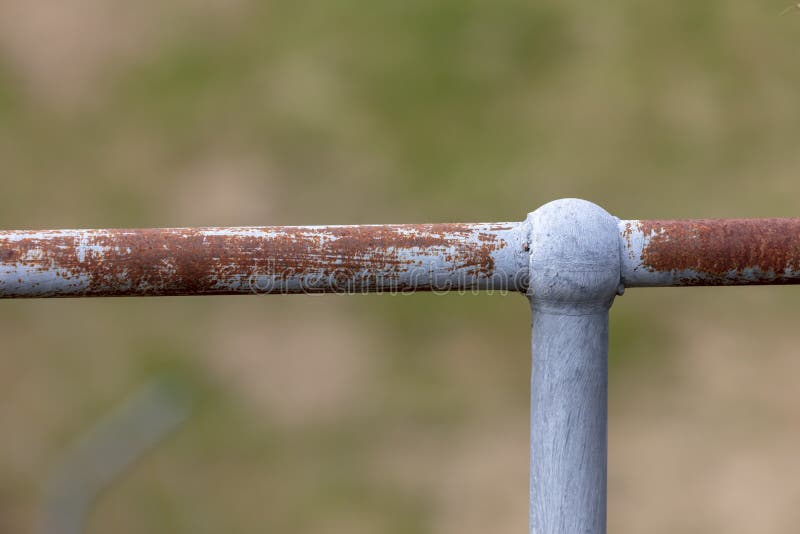 A Rusty Steel Fence Post and Hand Rail Stock Photo - Image of post ...