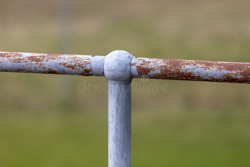 A Rusty Steel Fence Post and Hand Rail Stock Image - Image of fence ...