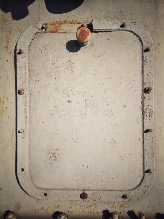 Rusty Steel Hatch Door Secured with Nuts and Bolts Stock Image - Image ...
