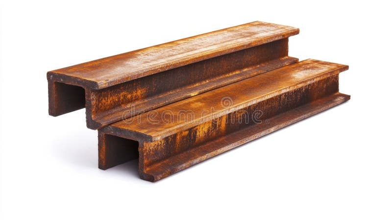 Rusty Steel I-beams Isolated on White Background Stock Illustration ...