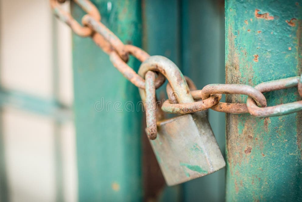 Rusty steel and lock. stock photo. Image of enclosure - 100934344