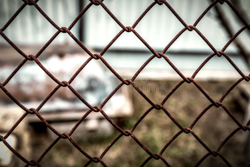Rusty Steel Mesh Fence, Netting Fence, Wire Mesh Stock Image - Image of ...