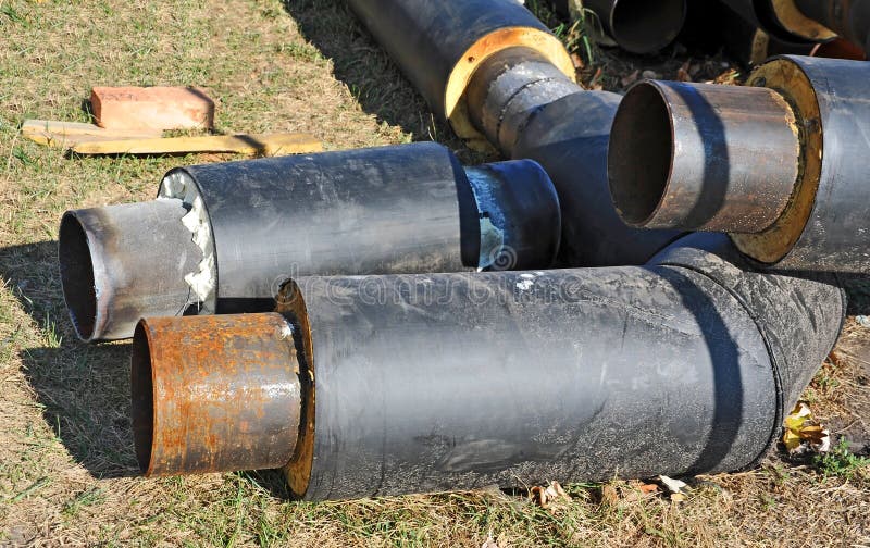 Rusty Steel Pipe with Heat Insulation Stock Image - Image of business ...