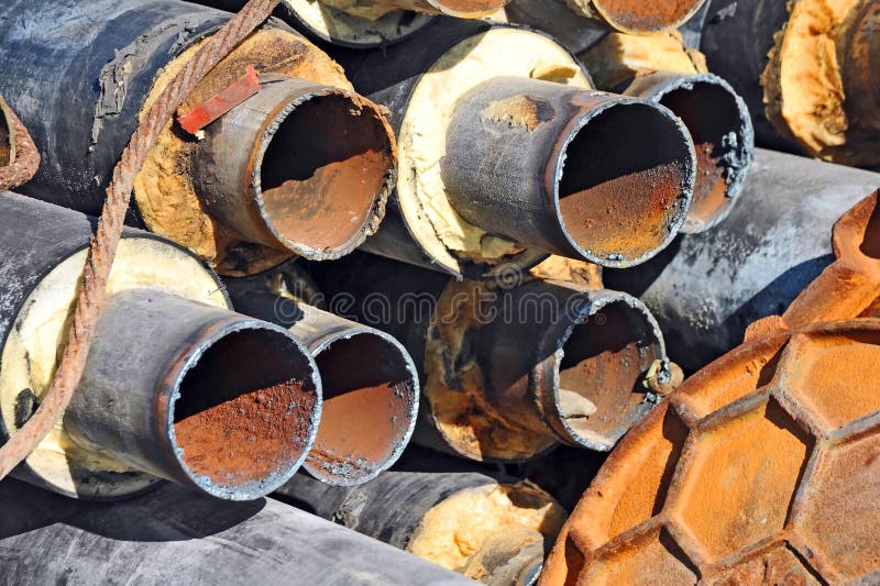 Rusty Steel Pipe with Heat Insulation Stock Photo - Image of heat ...