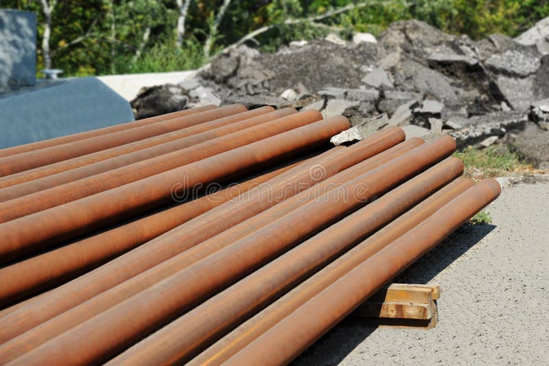Rusty steel pipe stock image. Image of construction - 202112683