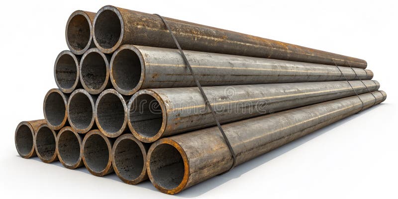 Rusty Steel Pipes Triangular Stack, 3D Render, Industrial Material ...
