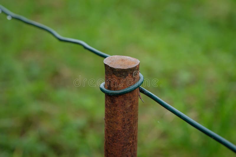 Rusty Steel Post with Wire Fence Stock Image - Image of farm, nature ...