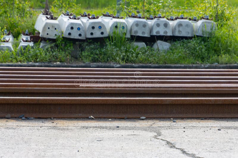 Rusty Steel Rails for Railroad Tracks Stock Image - Image of rails ...