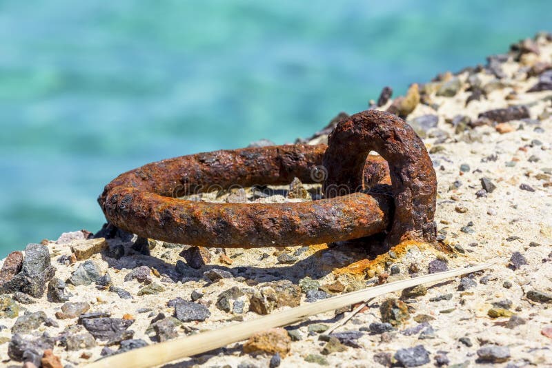 Rusty Steel Ring for Mooring at Berth at the Sea Stock Photo - Image of ...