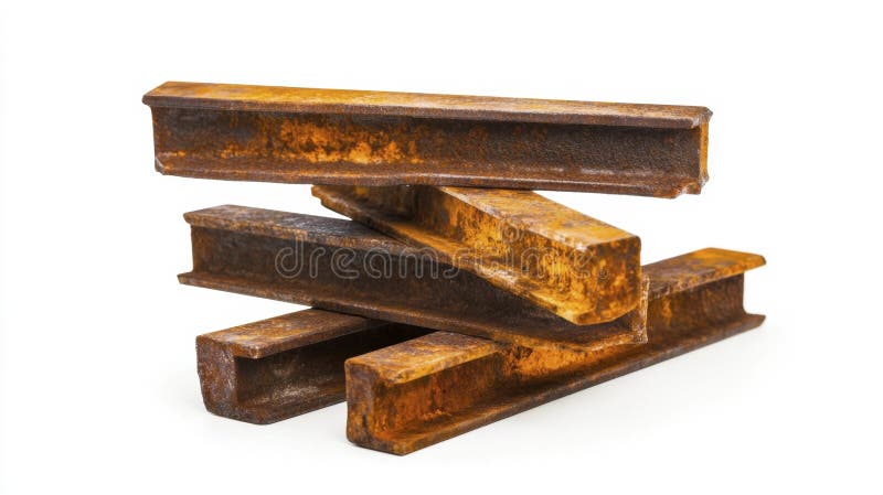 Rusty Steel T-Beams on White Background Stock Illustration ...