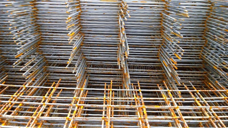 Rusty Steel Welded Wire Mesh Background. Reinforcing Frame of the Base ...