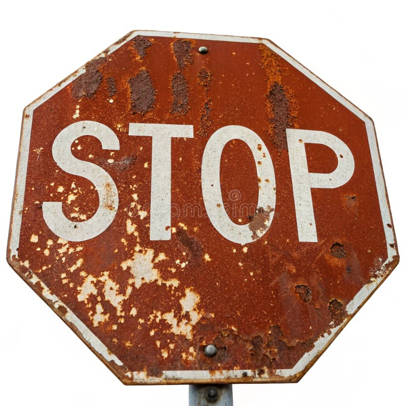 Rusty Stop Sign Isolated on White Background Stock Illustration ...