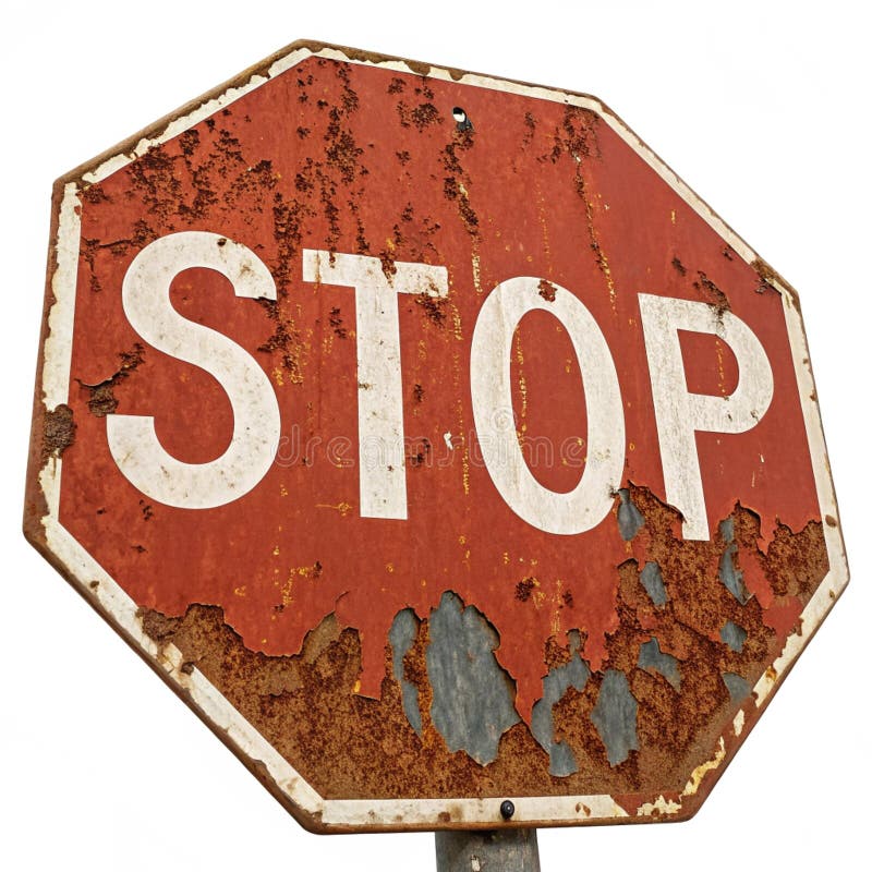 Rusty Stop Sign Isolated on White Background Stock Illustration ...
