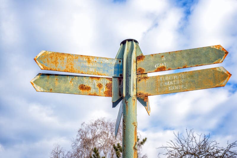 Rusty Street Sign with Arrows Stock Image - Image of address ...
